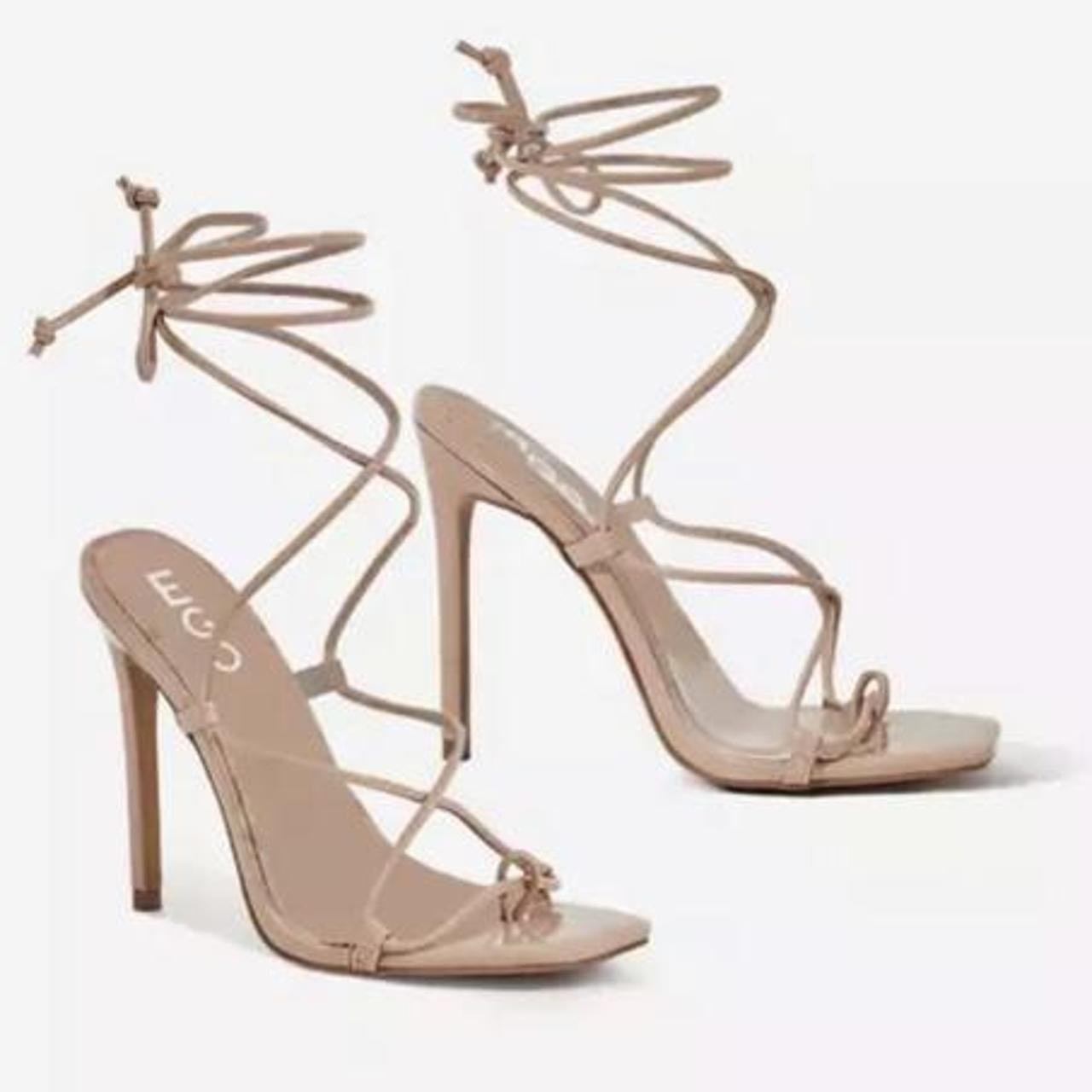 PRETTYLITTLETHING, Nude, Lace-Up Heels, Size... - Depop