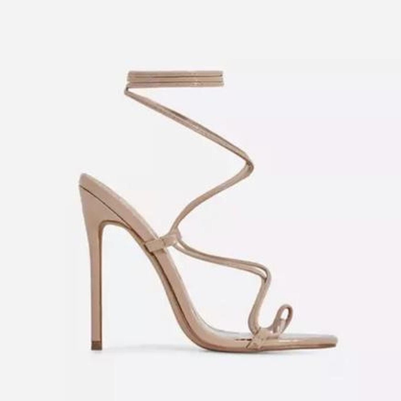 PRETTYLITTLETHING, Nude, Lace-Up Heels, Size... - Depop