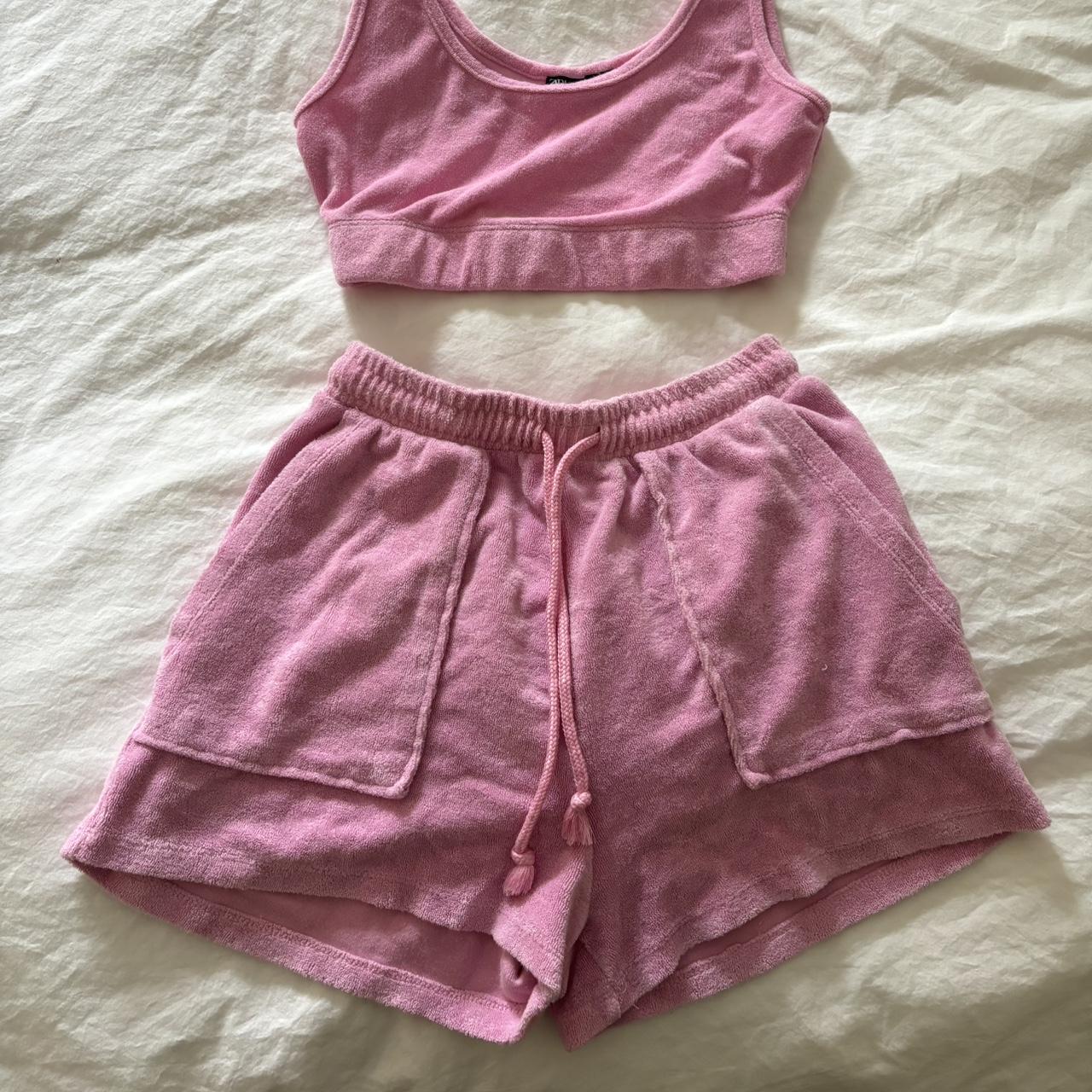 Zara pink terry cloth matching set - Depop