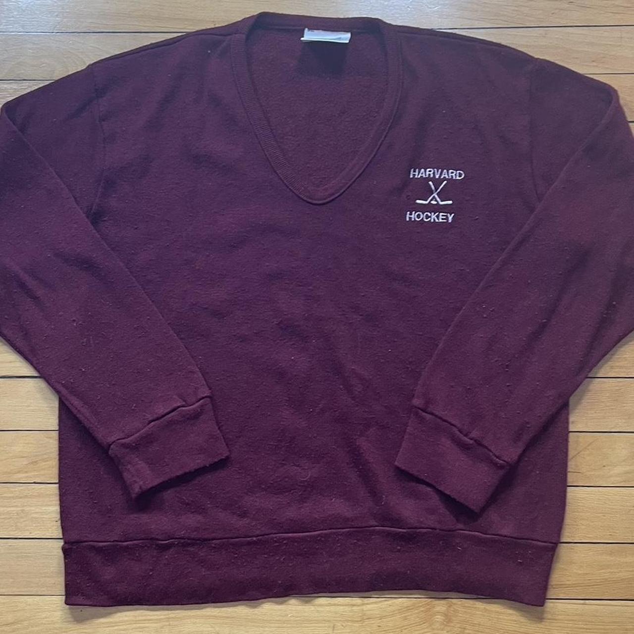 Vintage Soffe Sweats Harvard Hockey v-neck sweater /... | Depop