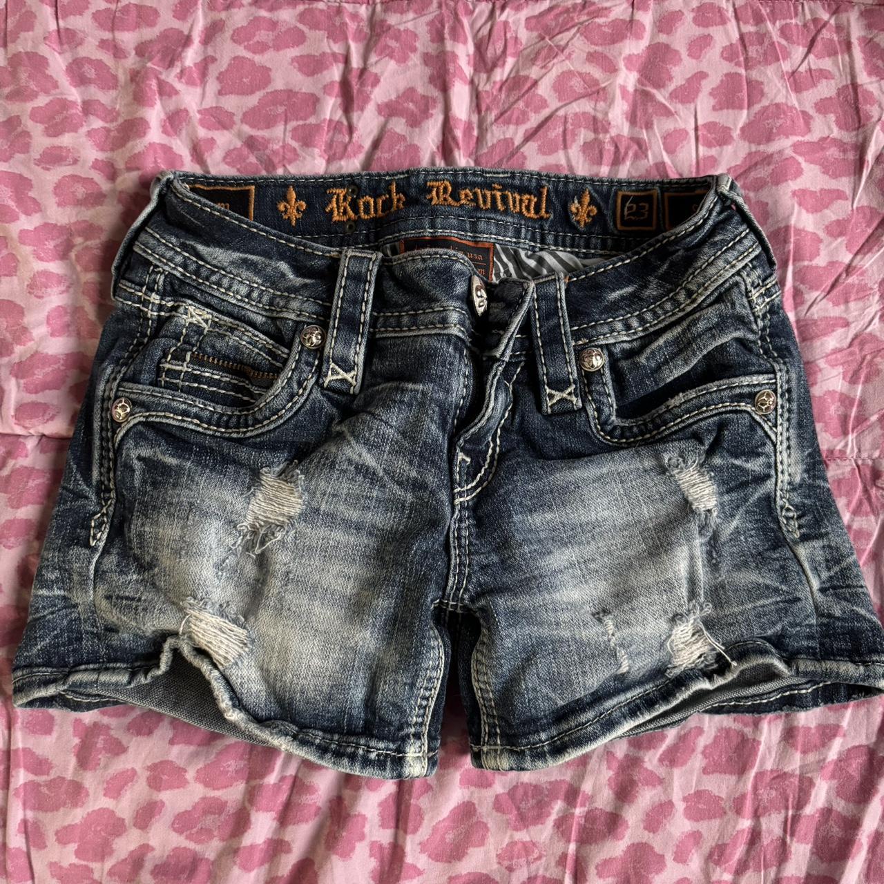 cutest size 23 rock revival shorts / black n white... - Depop