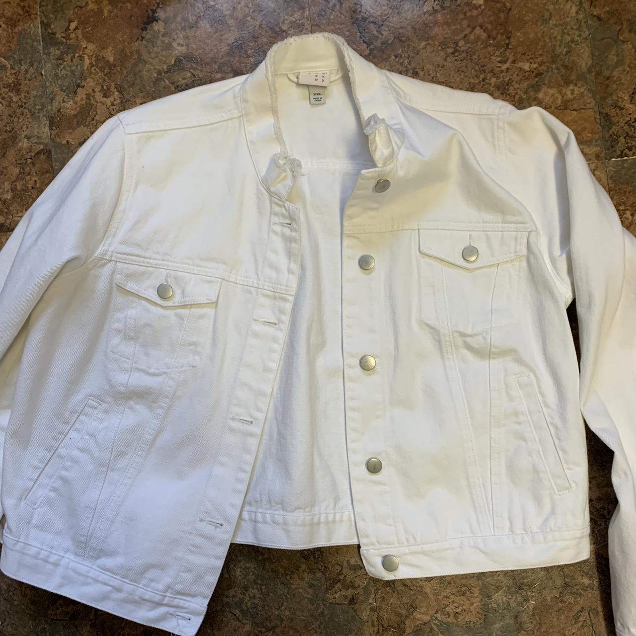 White jean jacket, barely worn. from Target, A New... - Depop