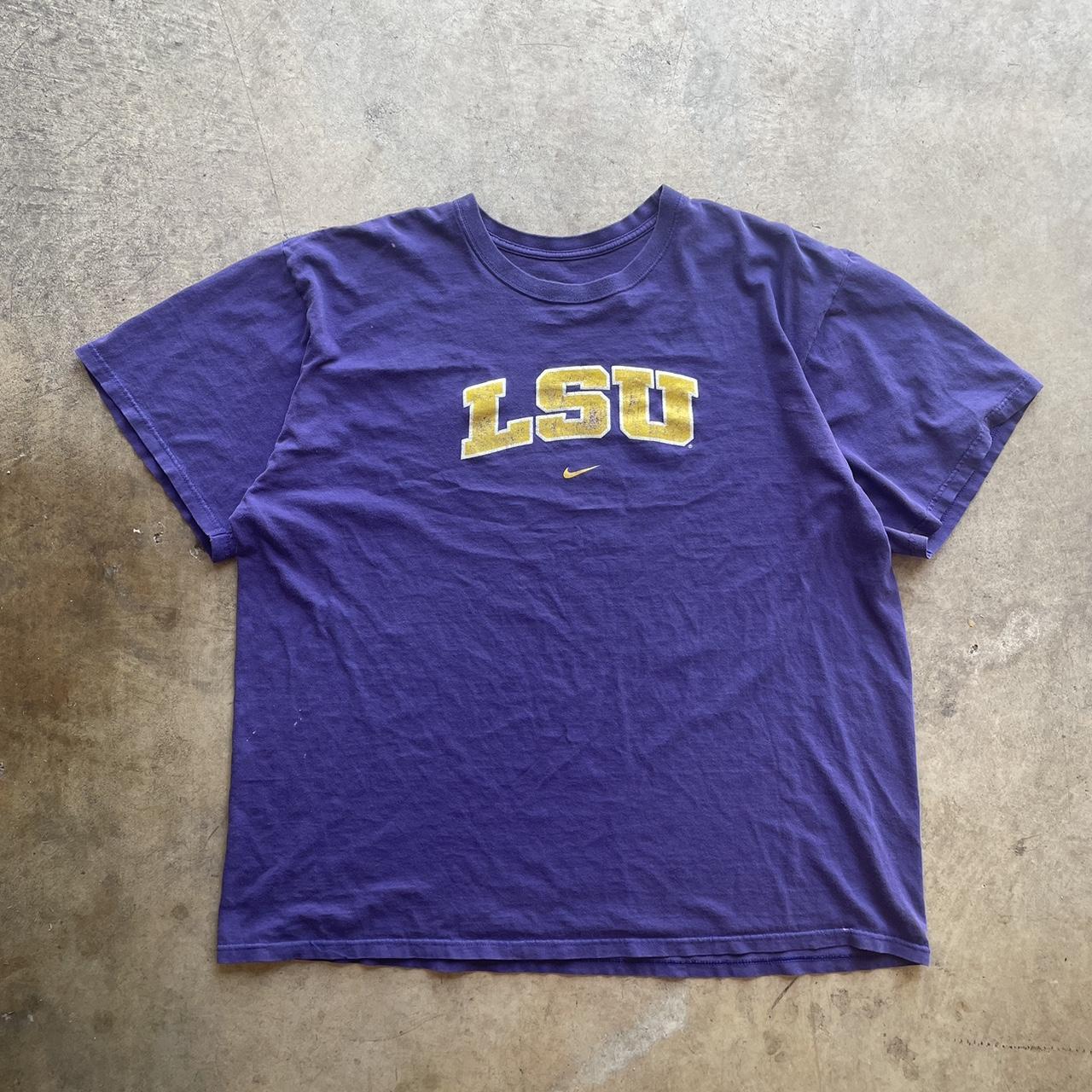 2000s Nike LSU Center Swoosh T Shirt Size XXL;... - Depop