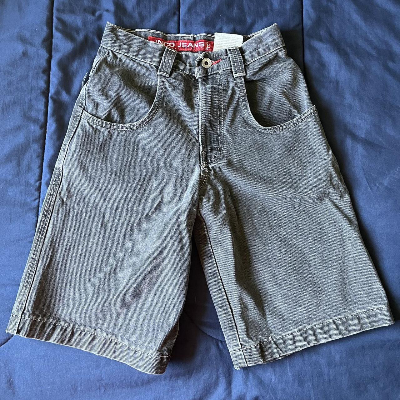 JNCO JEANS SHORTS Dope shark embroidery on back... - Depop