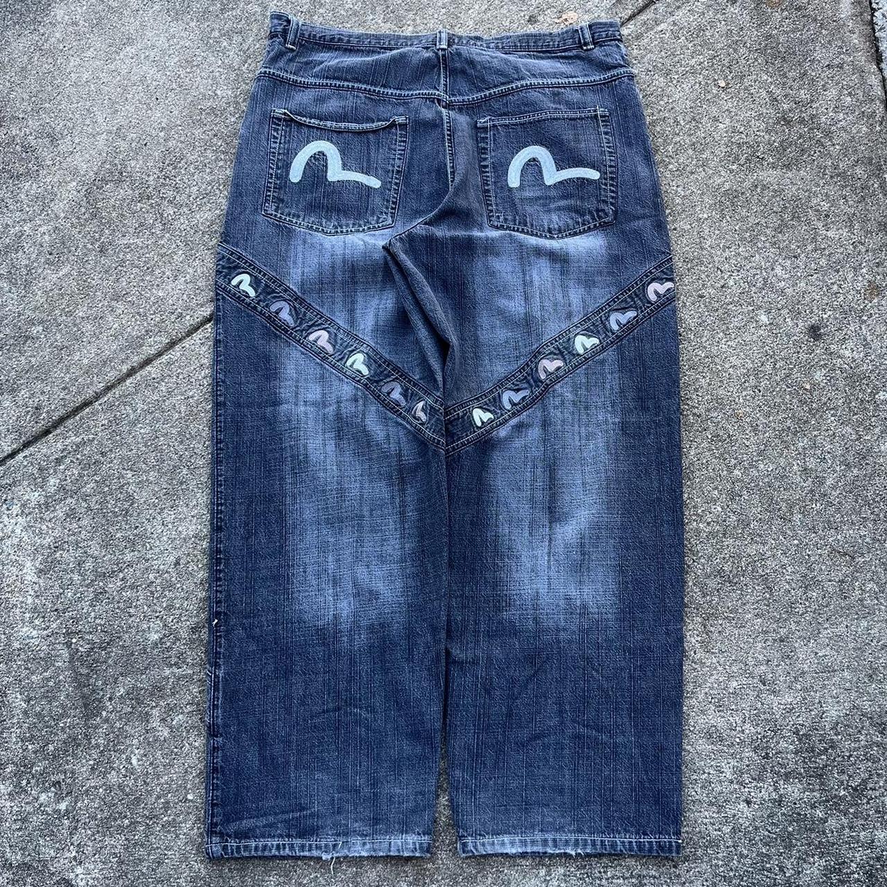 Crazy Evisu baggy y2k jeans Dope Evisu baggy fit... - Depop