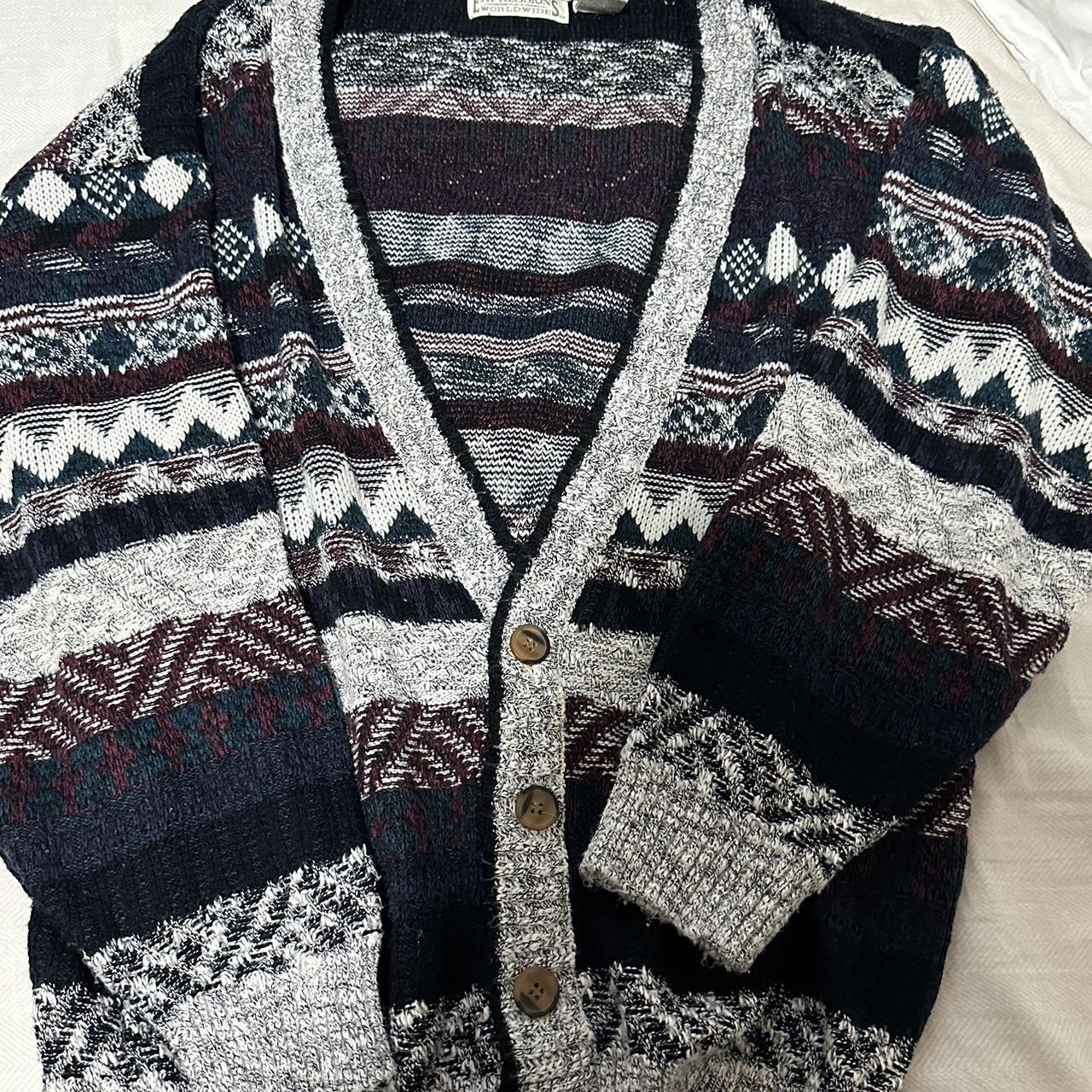 multi-colored comfy cardigan! #cardigan #vintage... - Depop