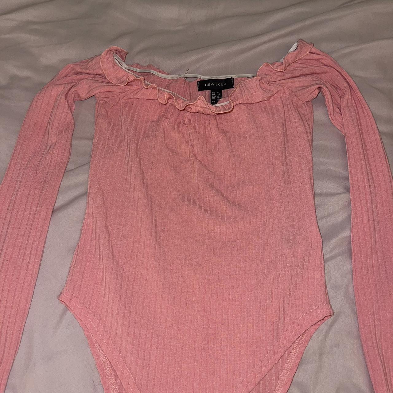 Ribbed pink body suit 💕 Size UK 8 Worn a couple of... - Depop