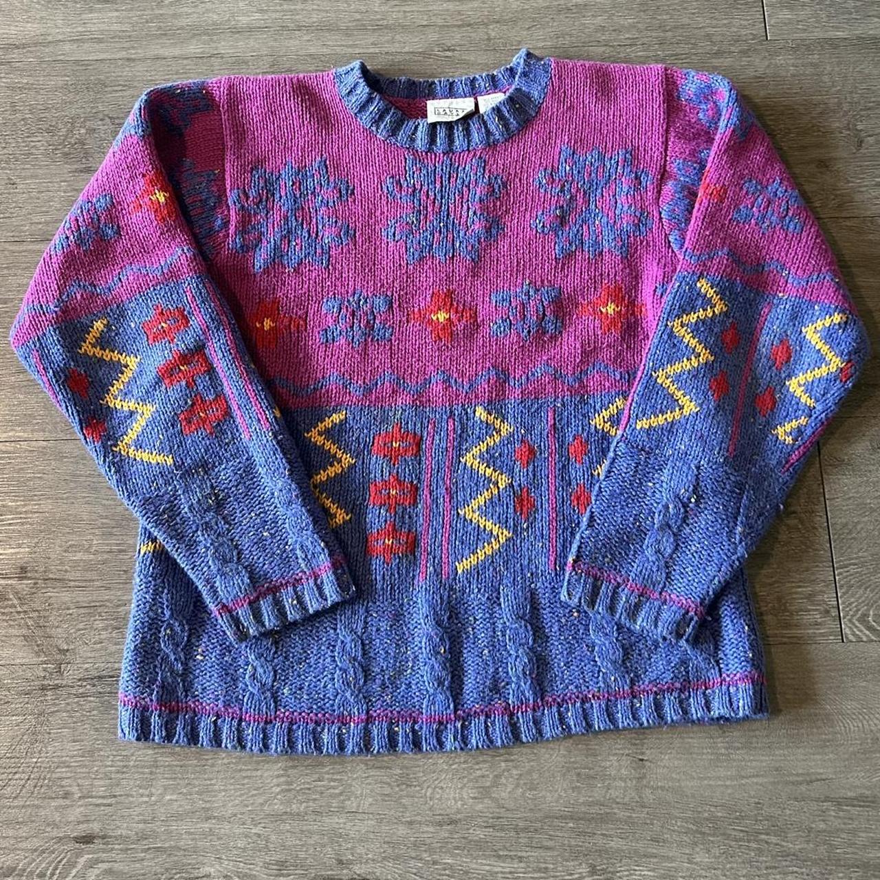Vintage laura gayle chunky 3D cable knit grandma... | Depop