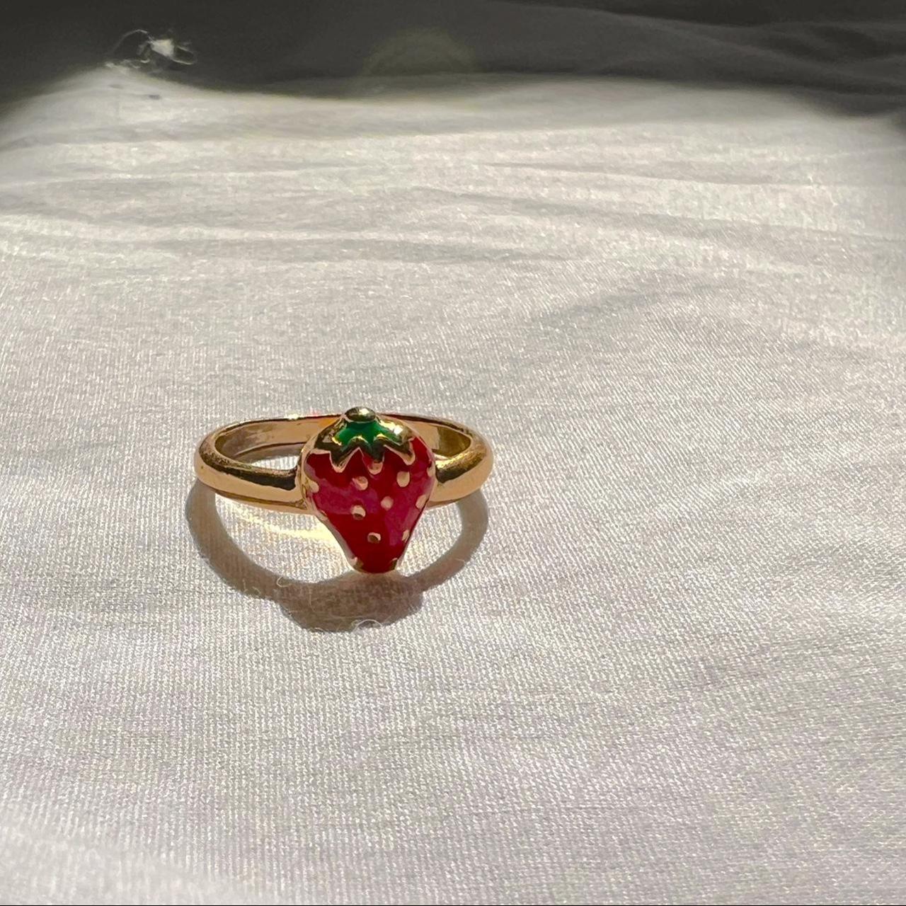 Super cute strawberry ring 🍓 Size 6.5-7 Never worn - Depop