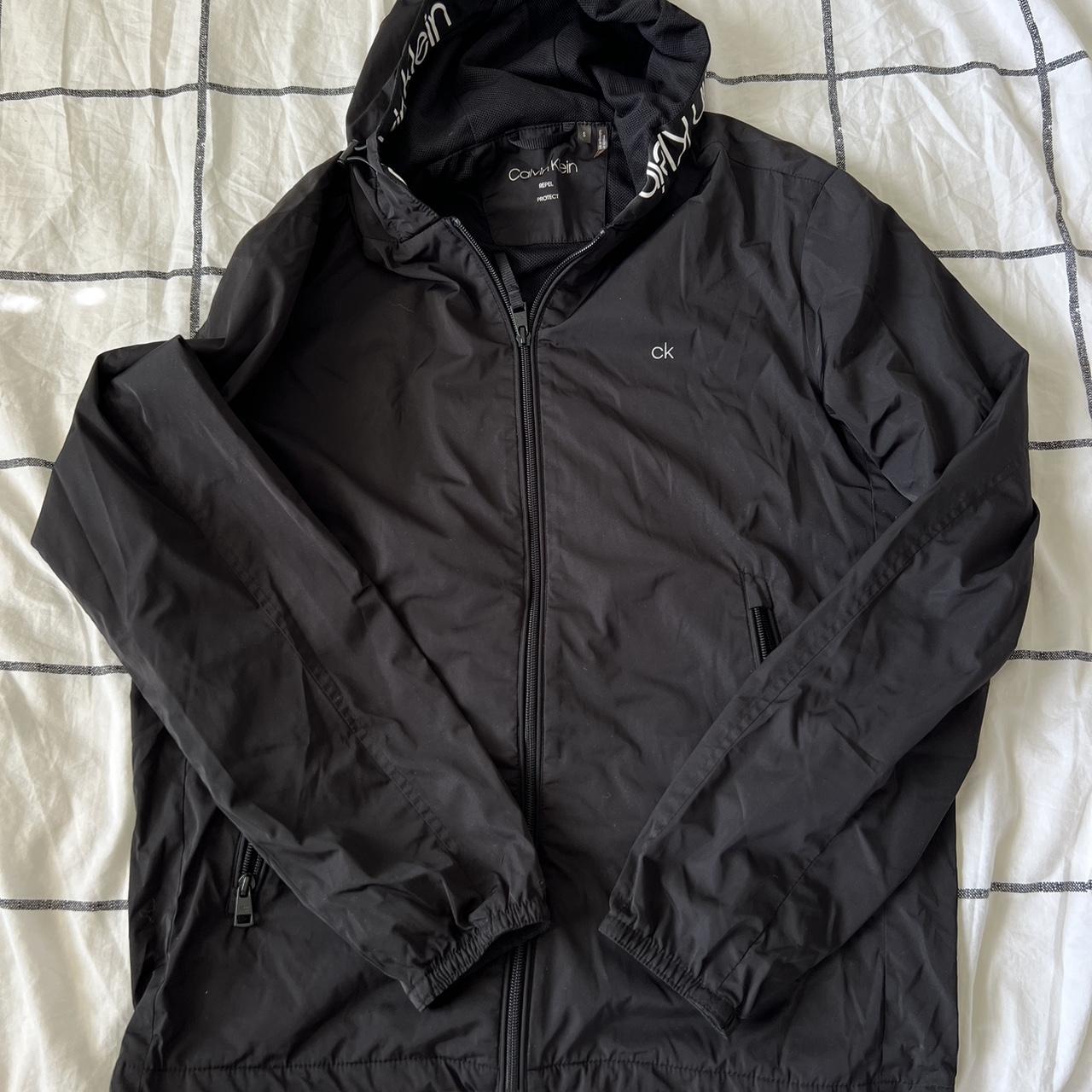Black Calvin Klein wind breaker/ rain coat Great... - Depop
