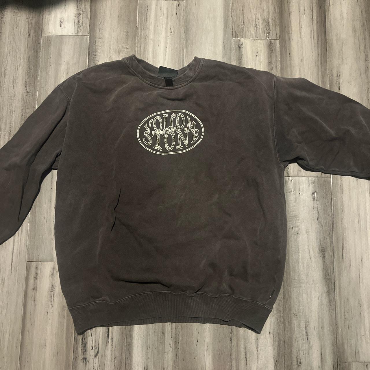 Large stone washed grey volcom crew neck with a... - Depop