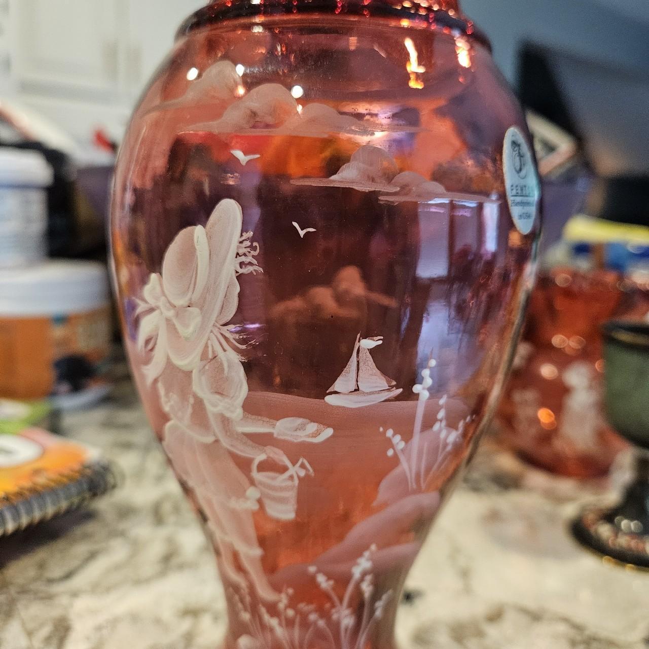 Fenton Gold Ruby Mary Gregory Collection Garden Time... - Depop