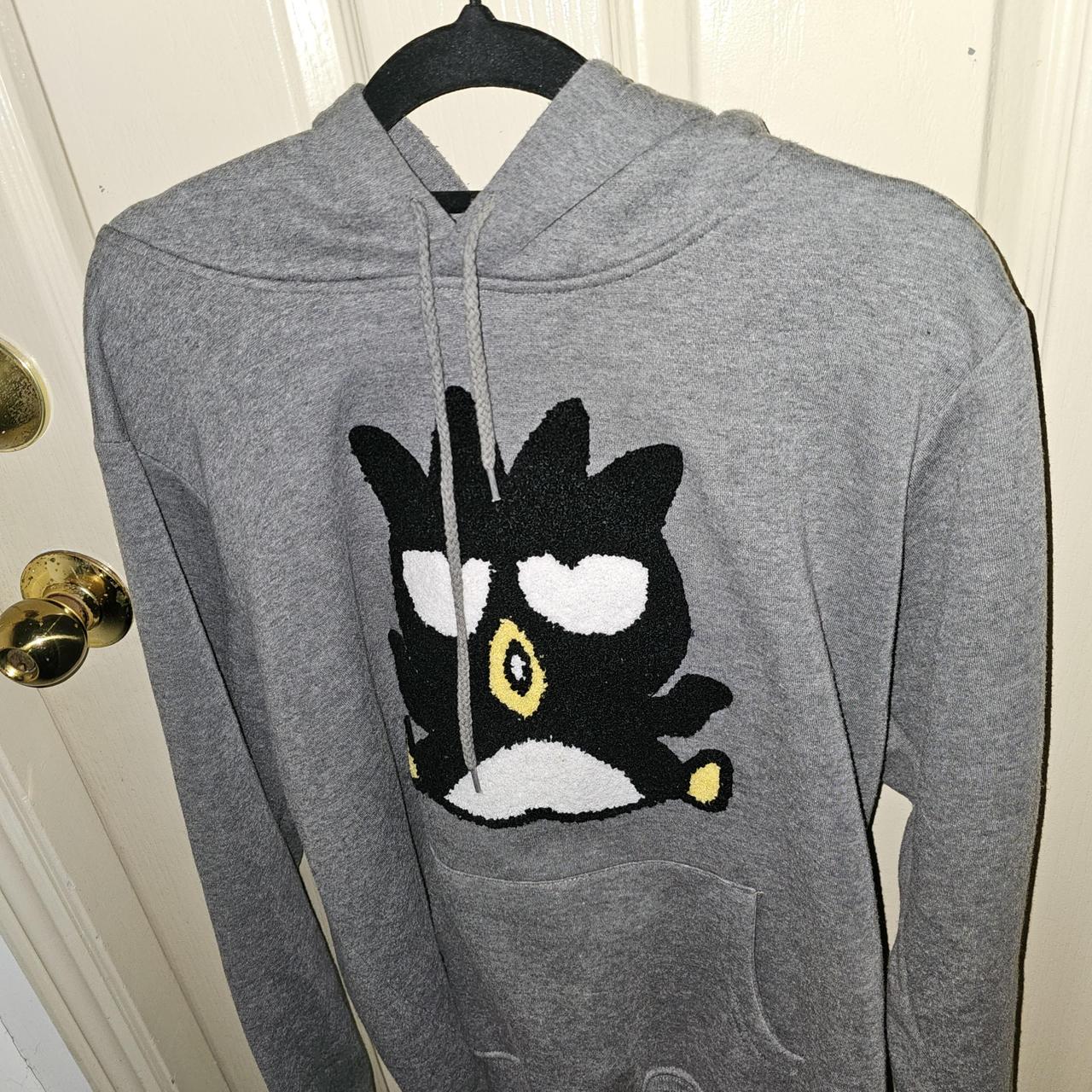 Sanrio - Grey Hoodie with Bad Badtz-Maru Sherpa... | Depop