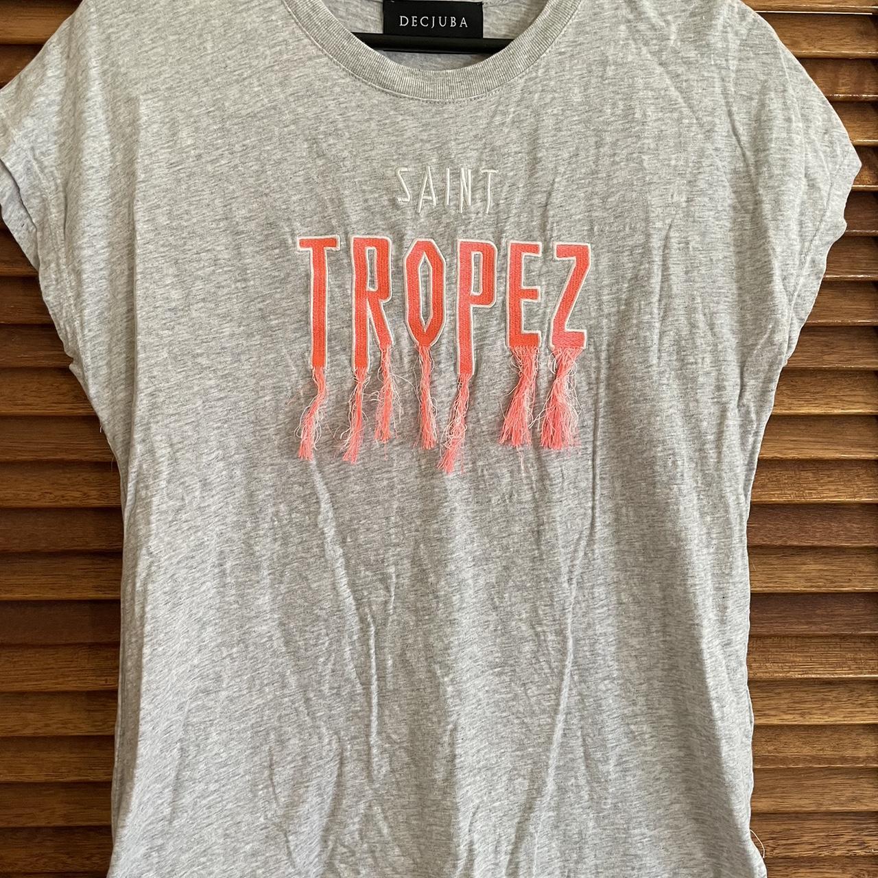 Decjuba T-shirt “saint tropez” size small, preloved... - Depop