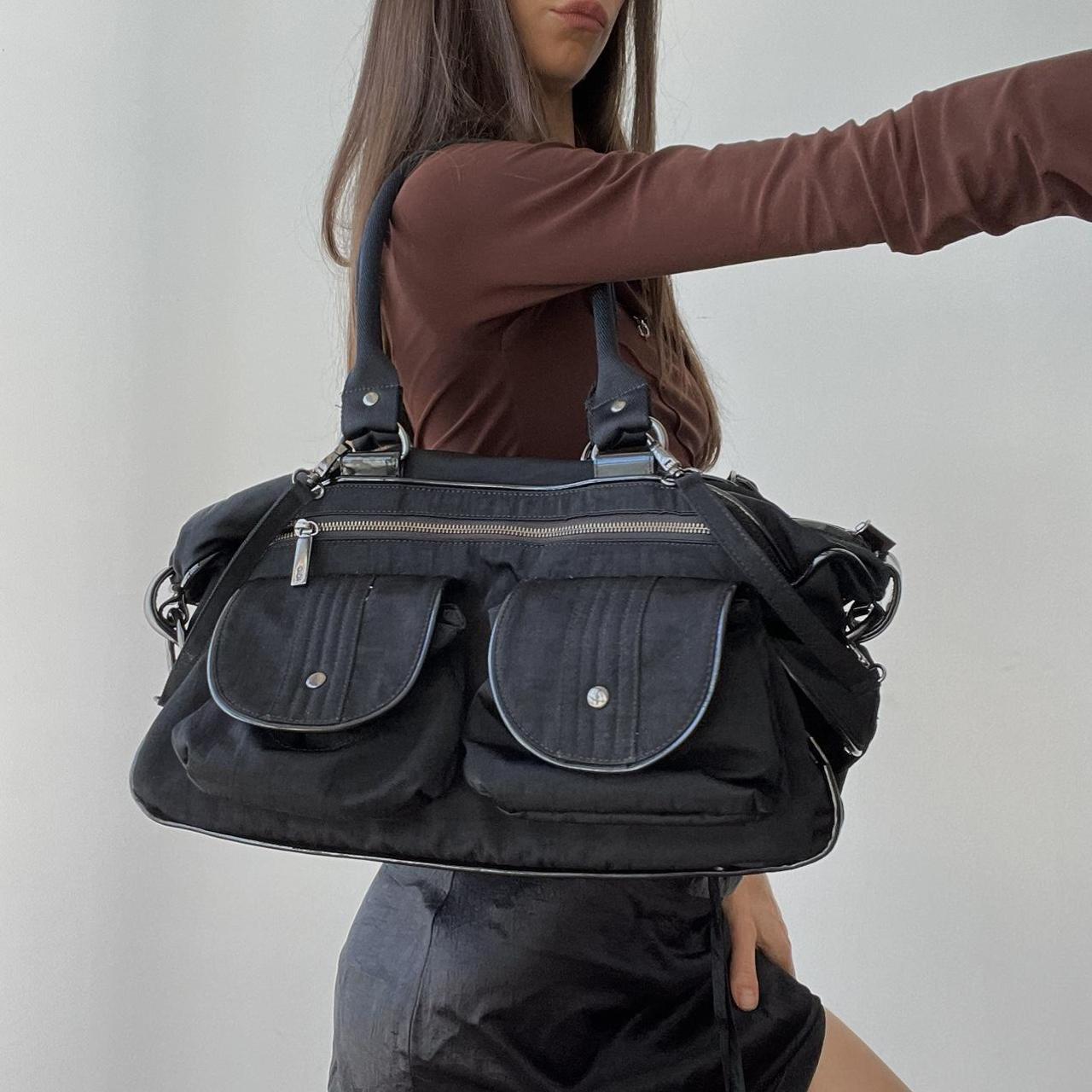 OVERSIZED BLACK POCKET FRONT SHOULDER BAG Grunge... - Depop