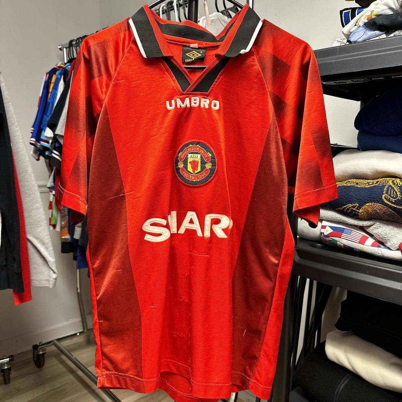 Vintage Manchester United Umbro Sharp Soccer jersey,... - Depop