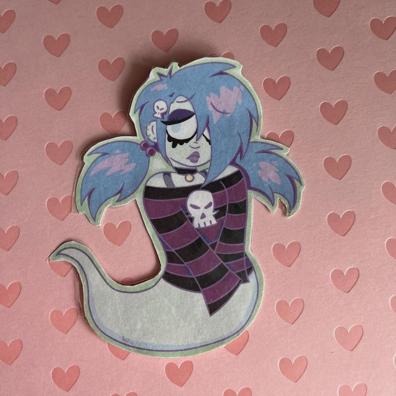 Kawaii pastel emo ghost girl sticker! Hand drawn and... - Depop