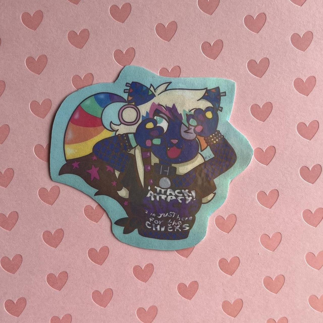 Rainbow holo scenecore furry sticker! Hand drawn and... - Depop