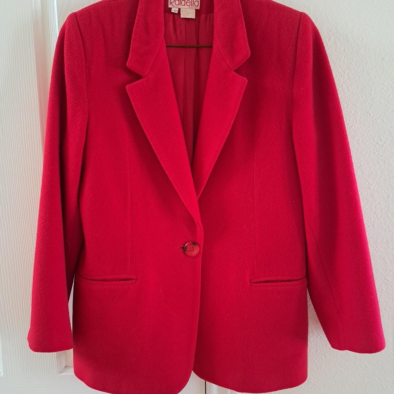 Rafaella Red Wool Jacket Size 10 70% Wool, 20%... - Depop