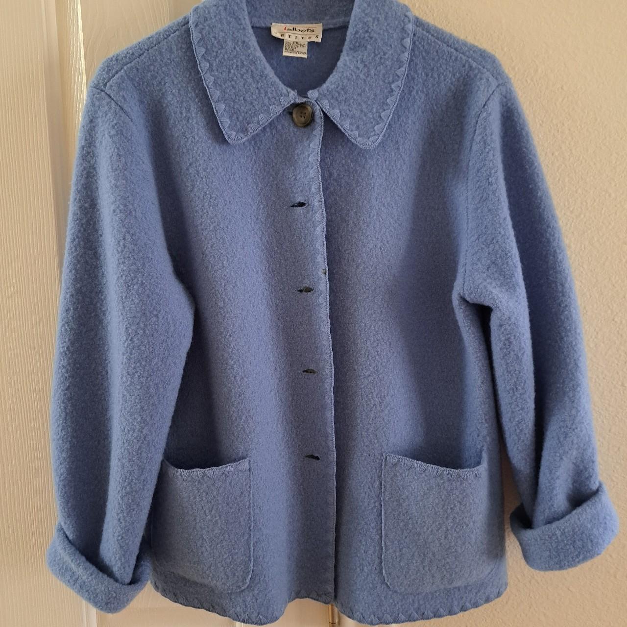 Lt. Blue Talbots Wool Jacket 100% Wool Petite... - Depop