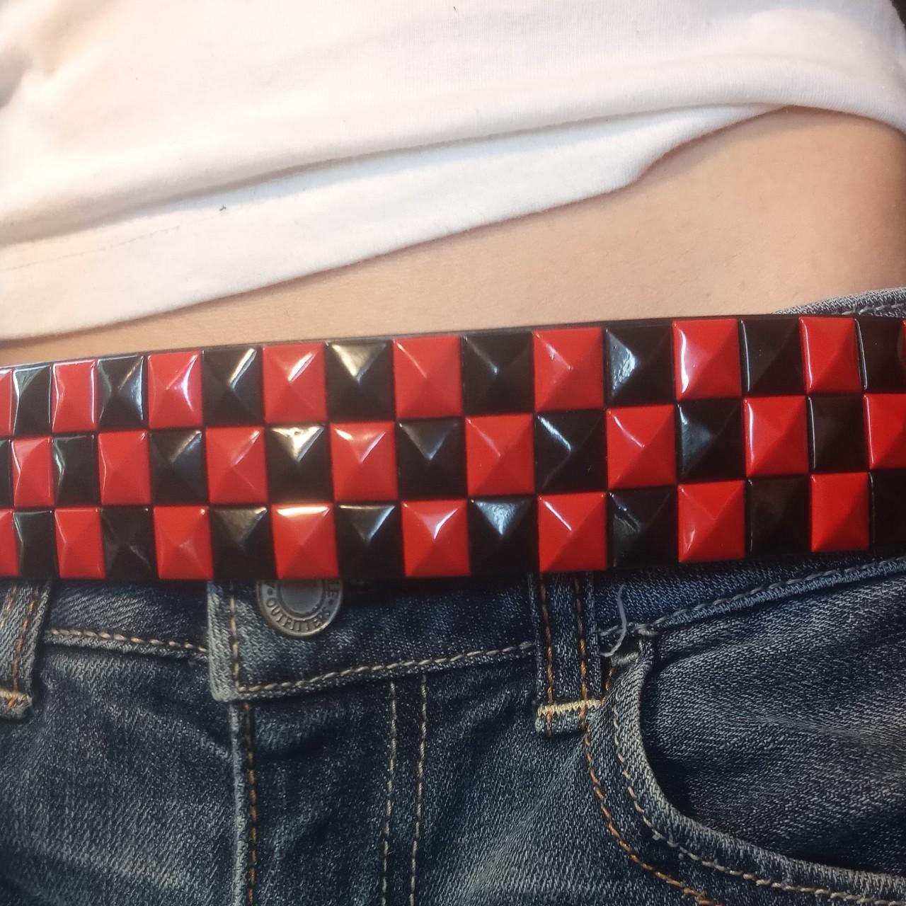 ️🖤Black & Red studded checkered belt ️🖤 An all black... - Depop