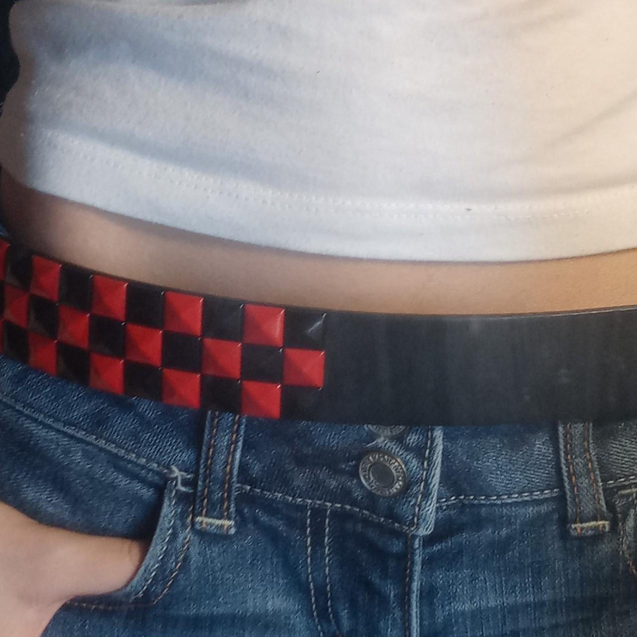 ️🖤Black & Red studded checkered belt ️🖤 An all black... - Depop