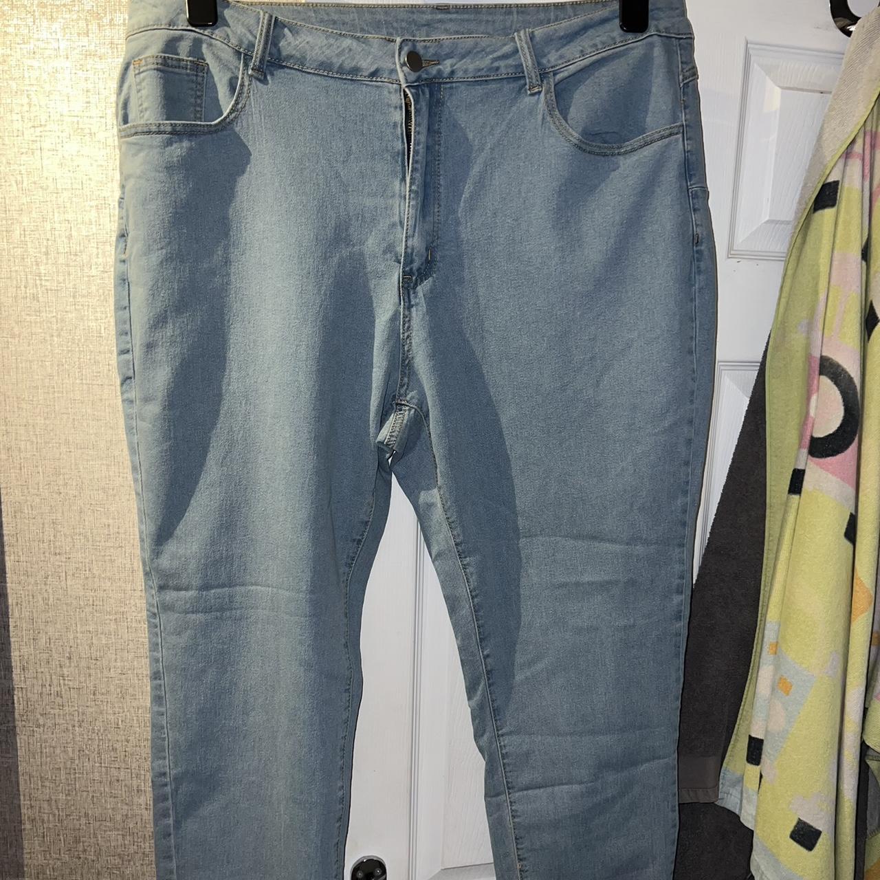 Shein light blue denim skinny jeans size 4xl never... - Depop