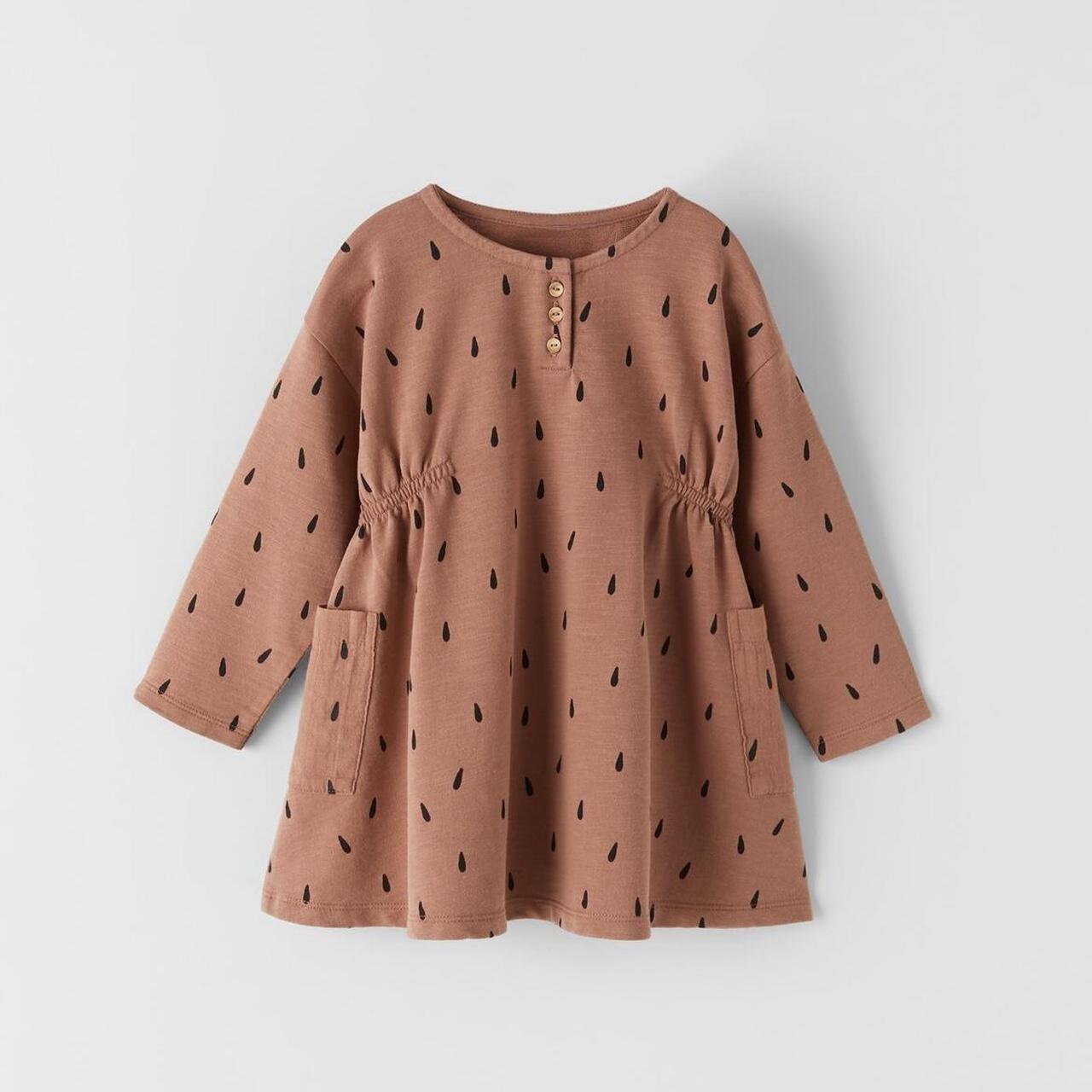Zara raindrop print dress with pockets. Size... - Depop