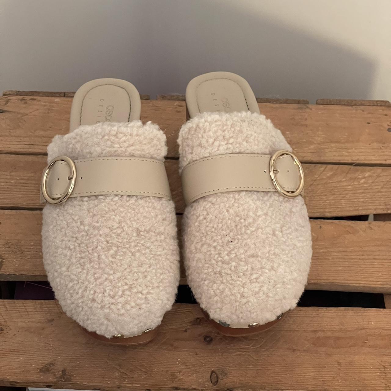 Asos design fluffy clogs - size 4 Worn a few... - Depop