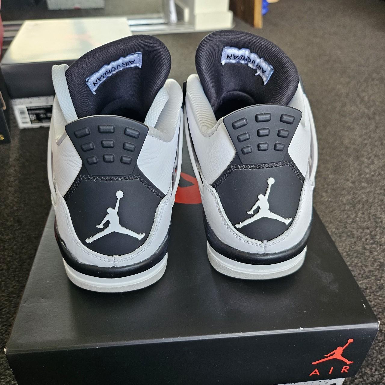 Air jordan 4 retro (GS) Military Black Size: 5.5y,... - Depop