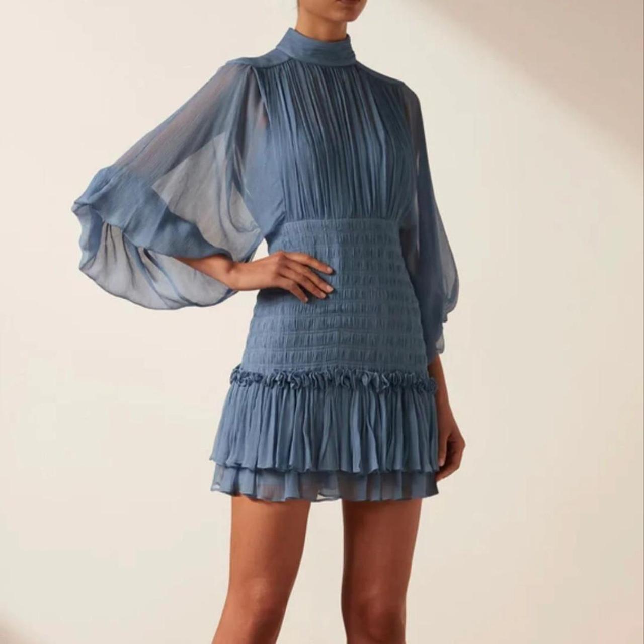 Shona Joy Noemi Long Sleeve Ruched Mini Size: Au... - Depop