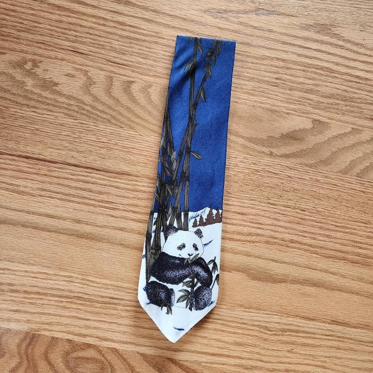 World Wildlife Fund Giant Panda Tie 1991 100% Silk... - Depop