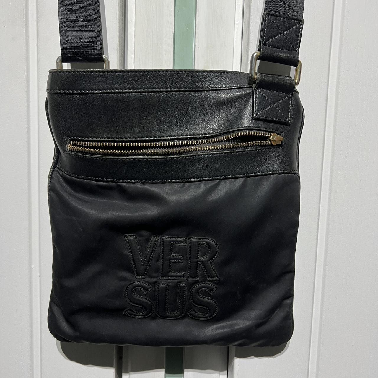 Versus Versace bag leather accent with canvas bag.... - Depop