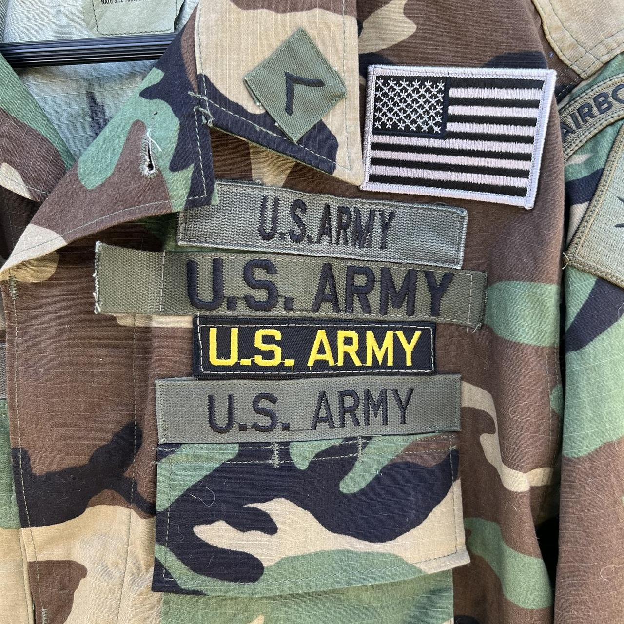Urban renewal Woodland camo US Army patch jacket... - Depop