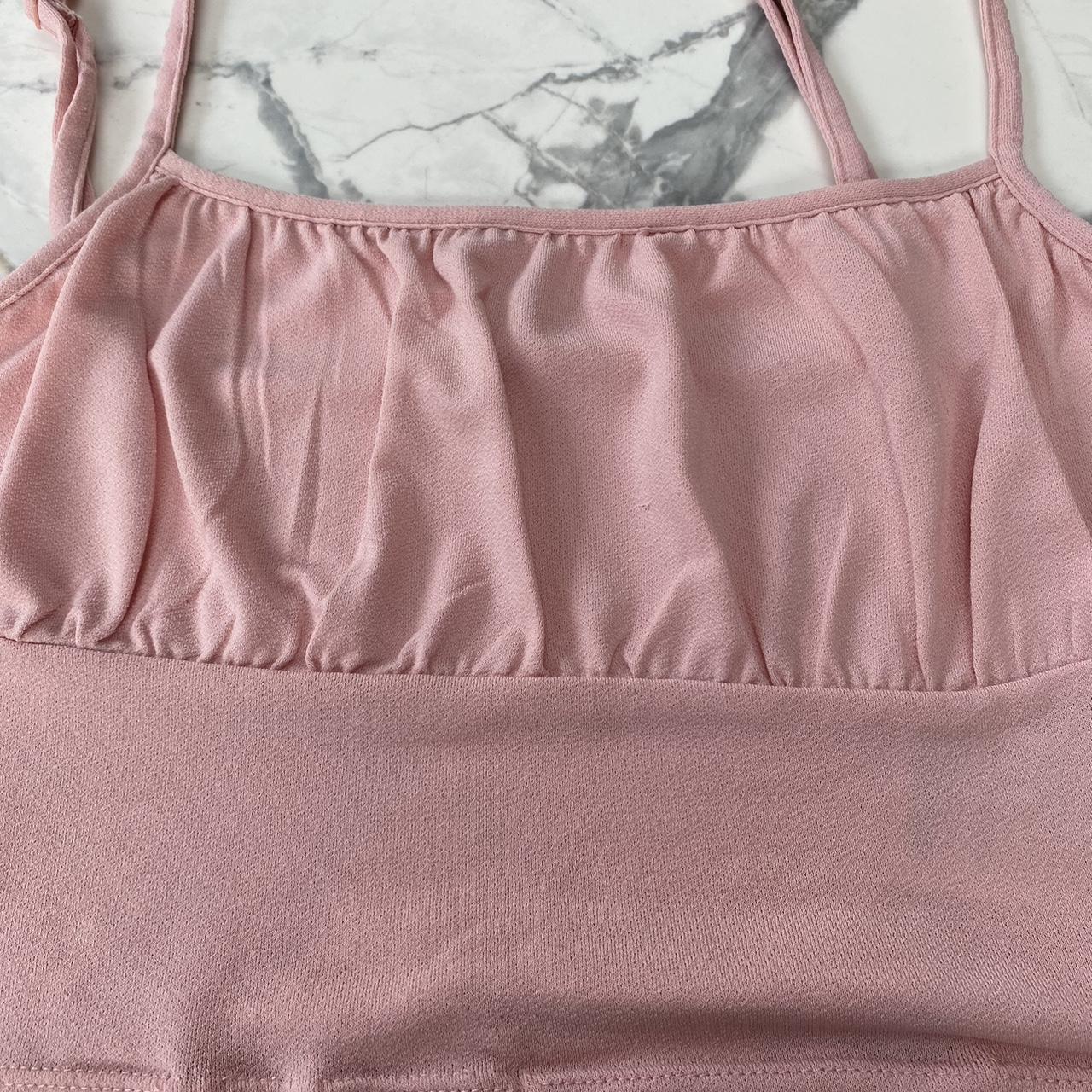 cute pink crop top. casual, would pair with... - Depop