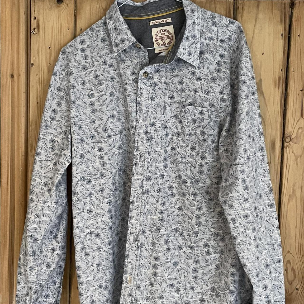 FatFace Men's Blue and White Shirt | Depop