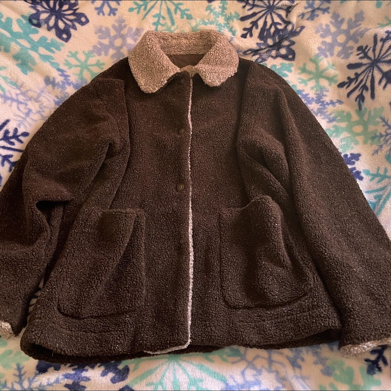 vintage basic editions sherpa teddy bear coat, size... - Depop