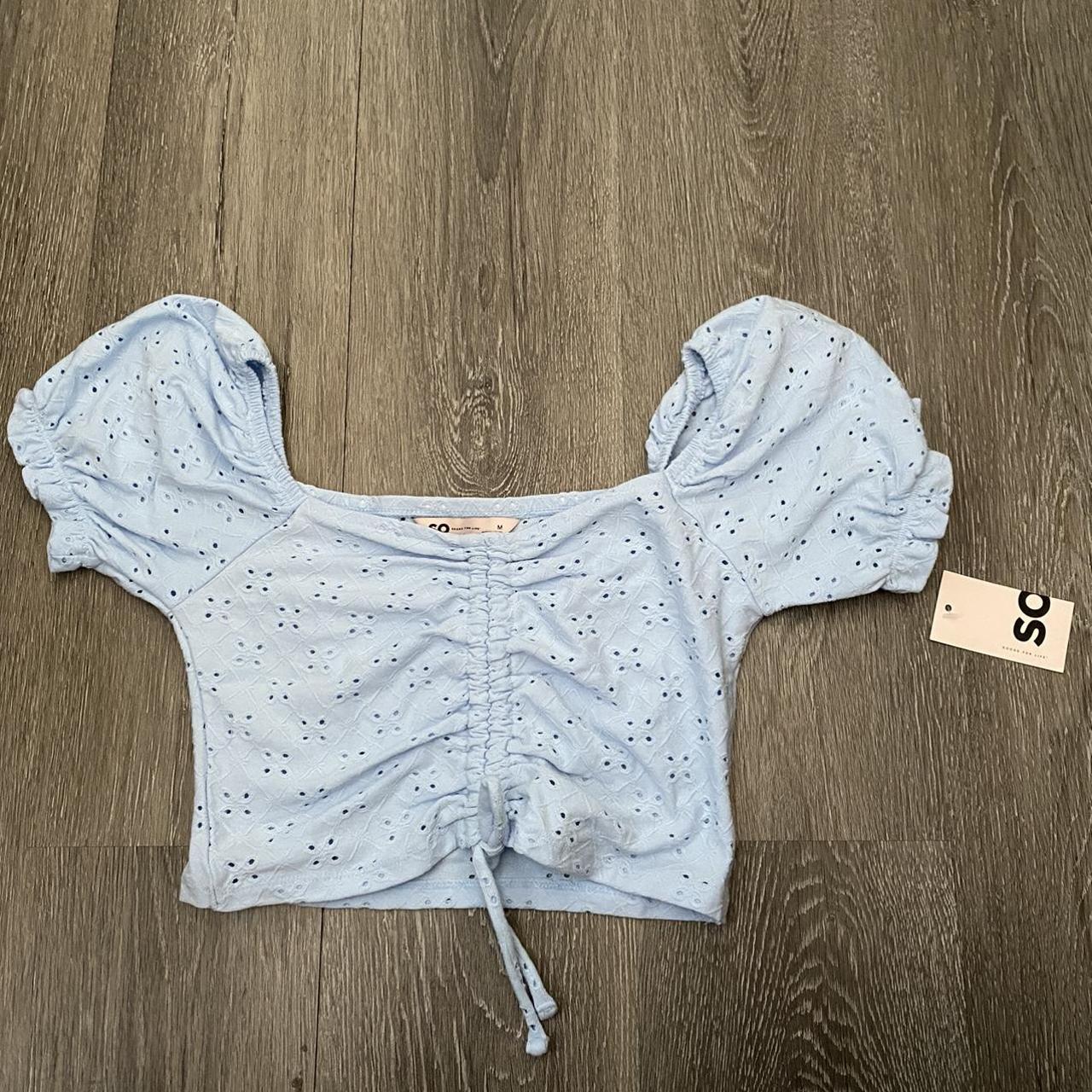 super cute crop top with scrunch front! never worn... - Depop