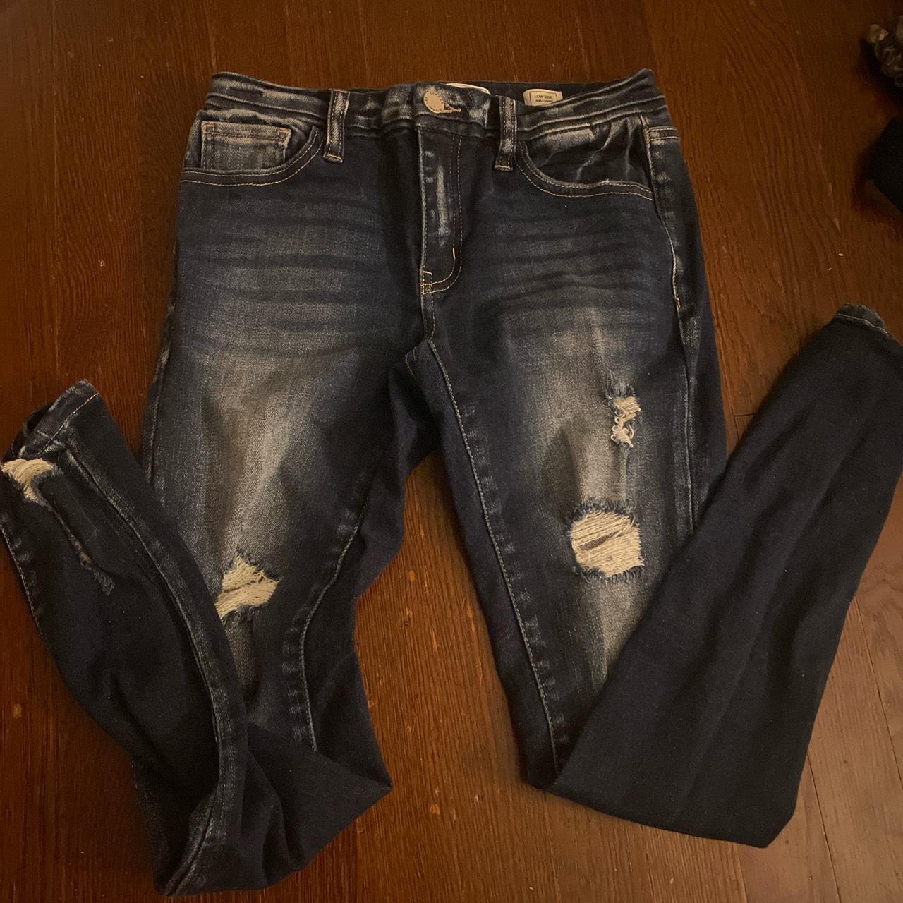 BUCKLE skinny low waisted ripped jeans. size... - Depop