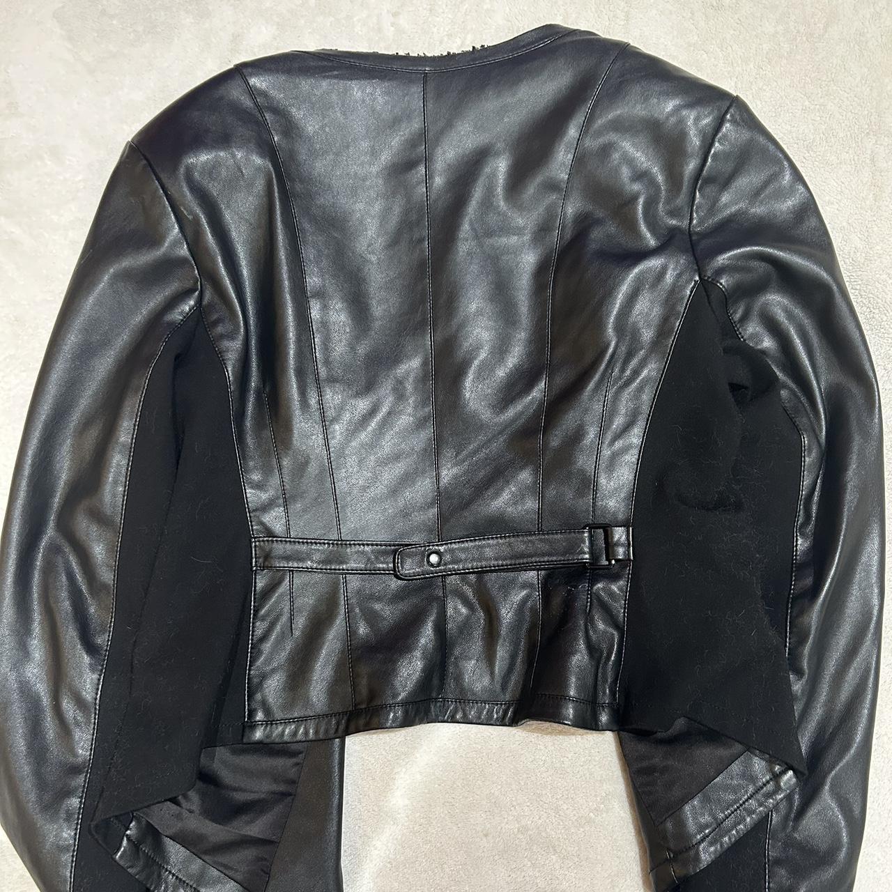 Black Fake Leather Jacket Size 8 Has some flakes - Depop