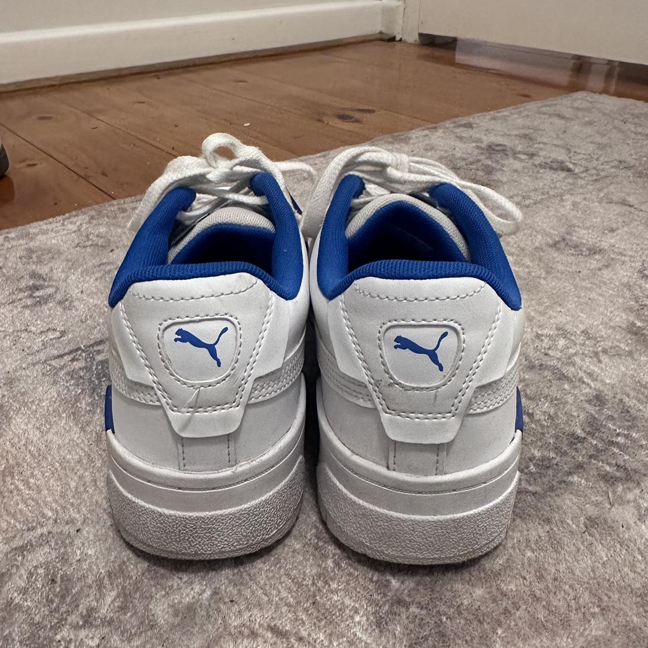 puma blue and white shoes size UK 6 - Depop