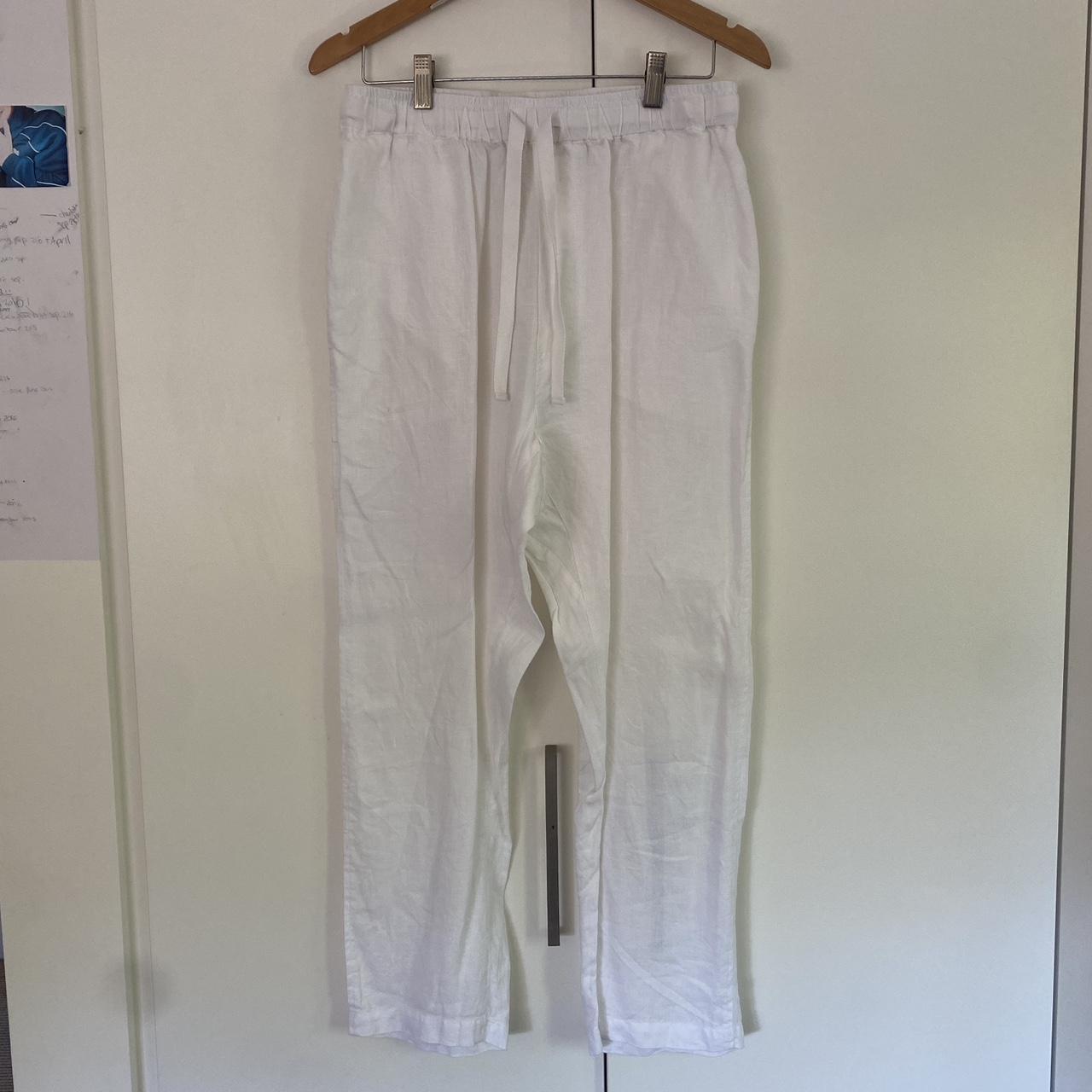 Assembly Label Linen Pants Mid/low rise, white Size... - Depop