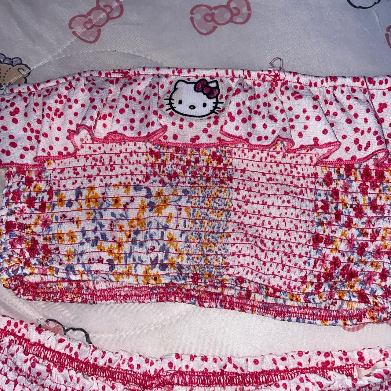 Cute custom hello kitty set with crop top and skirt... - Depop