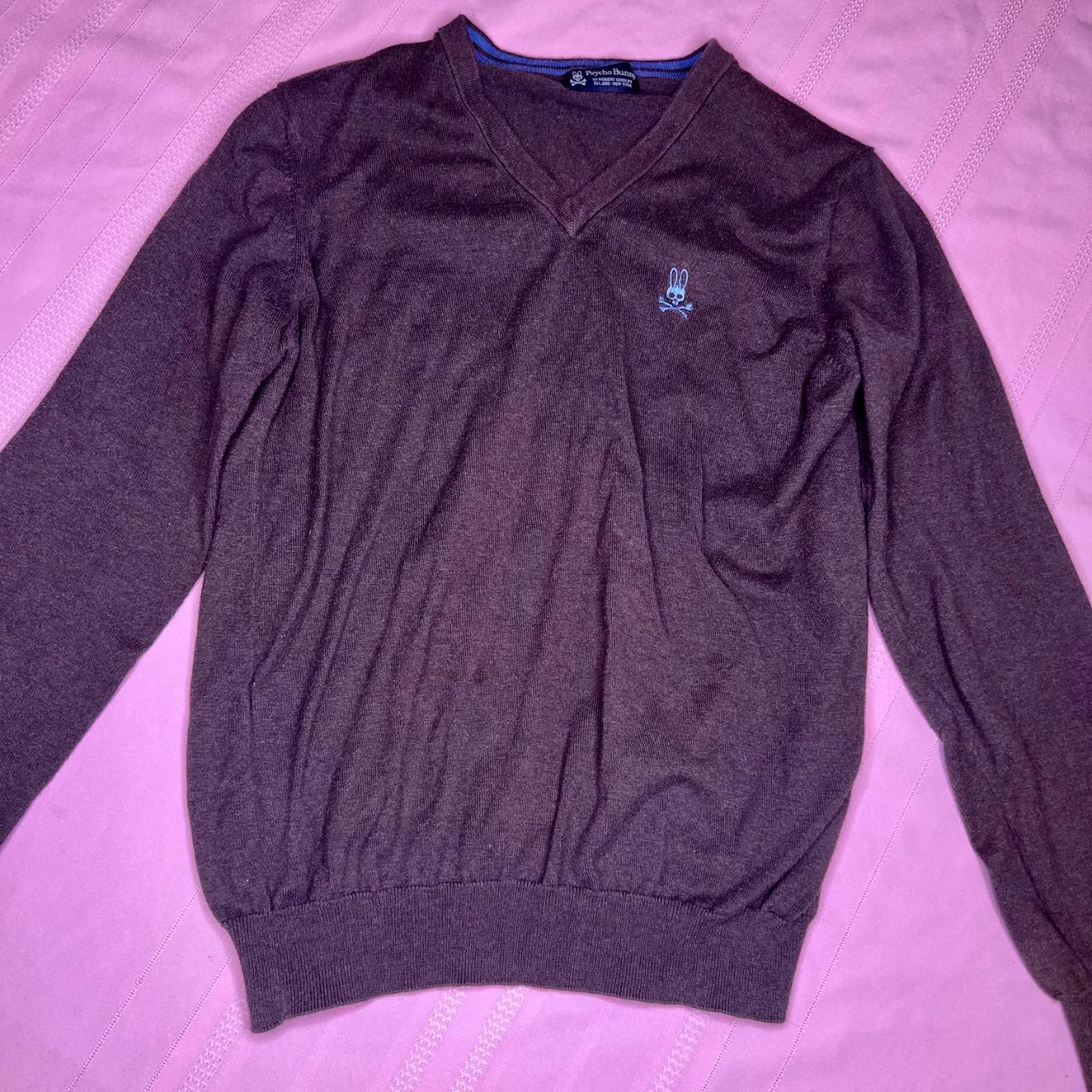 >> 🦴☠︎︎ 𓃹 Psycho Bunny by Robert Godley brown v neck... - Depop