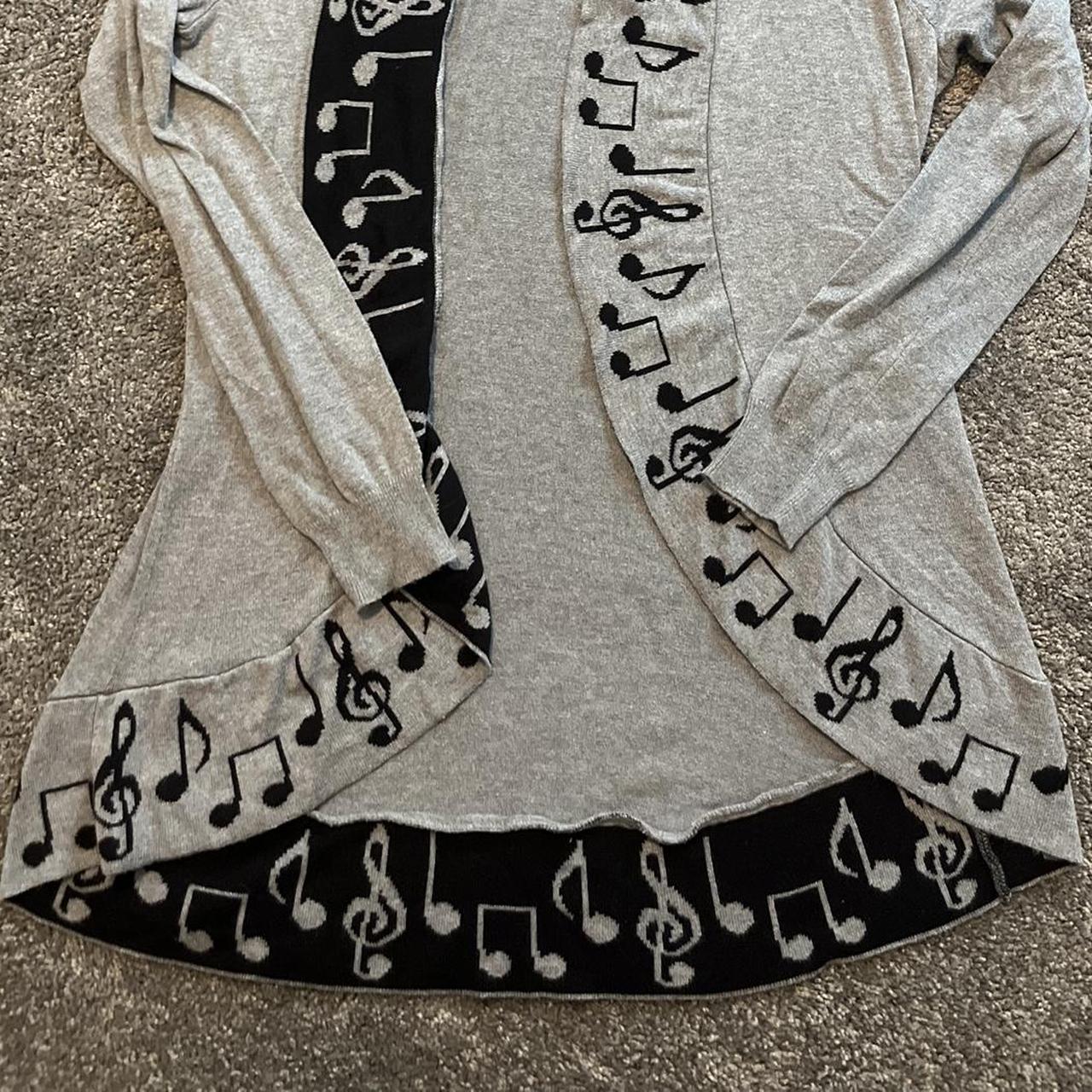 - Gray Music Note Sweater with Hood - Size Medium... - Depop
