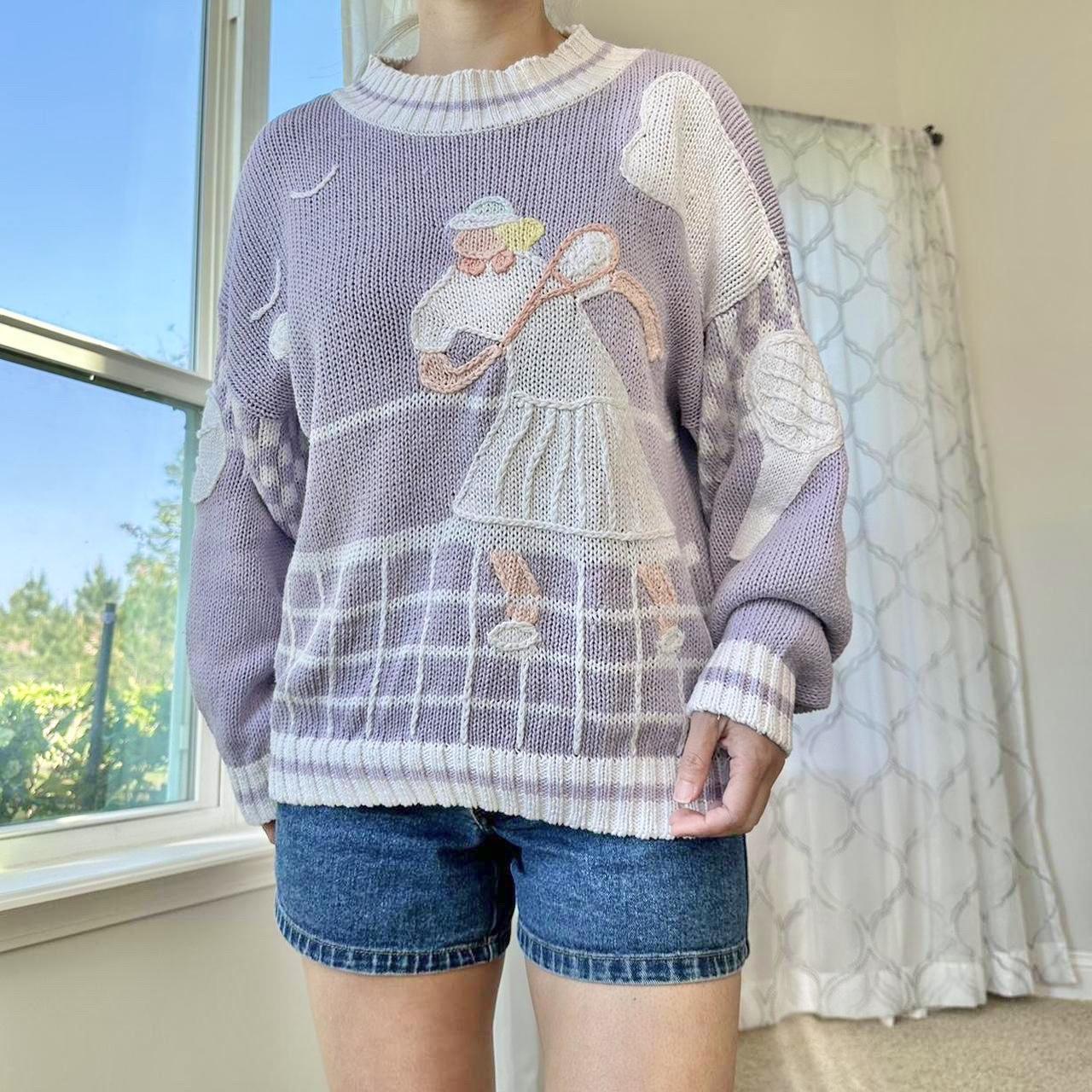 VTG tennis crewneck sweater Lavender, muted peach,... - Depop
