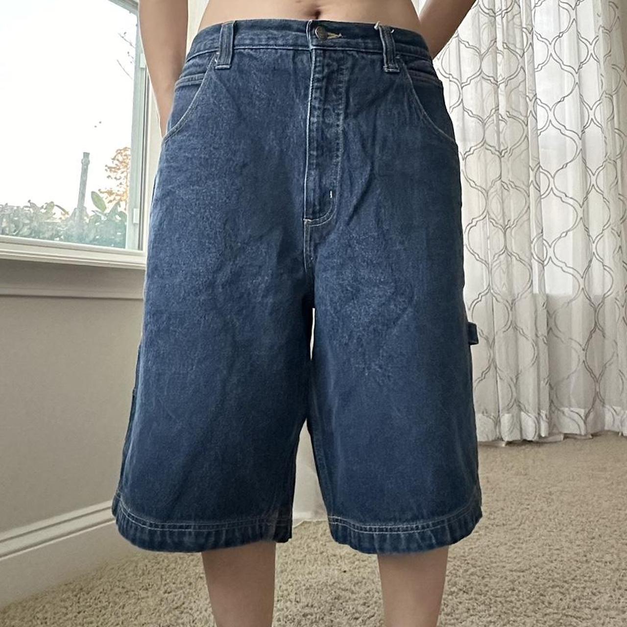 Baggy utility jorts Medium dark wash, baggy... - Depop