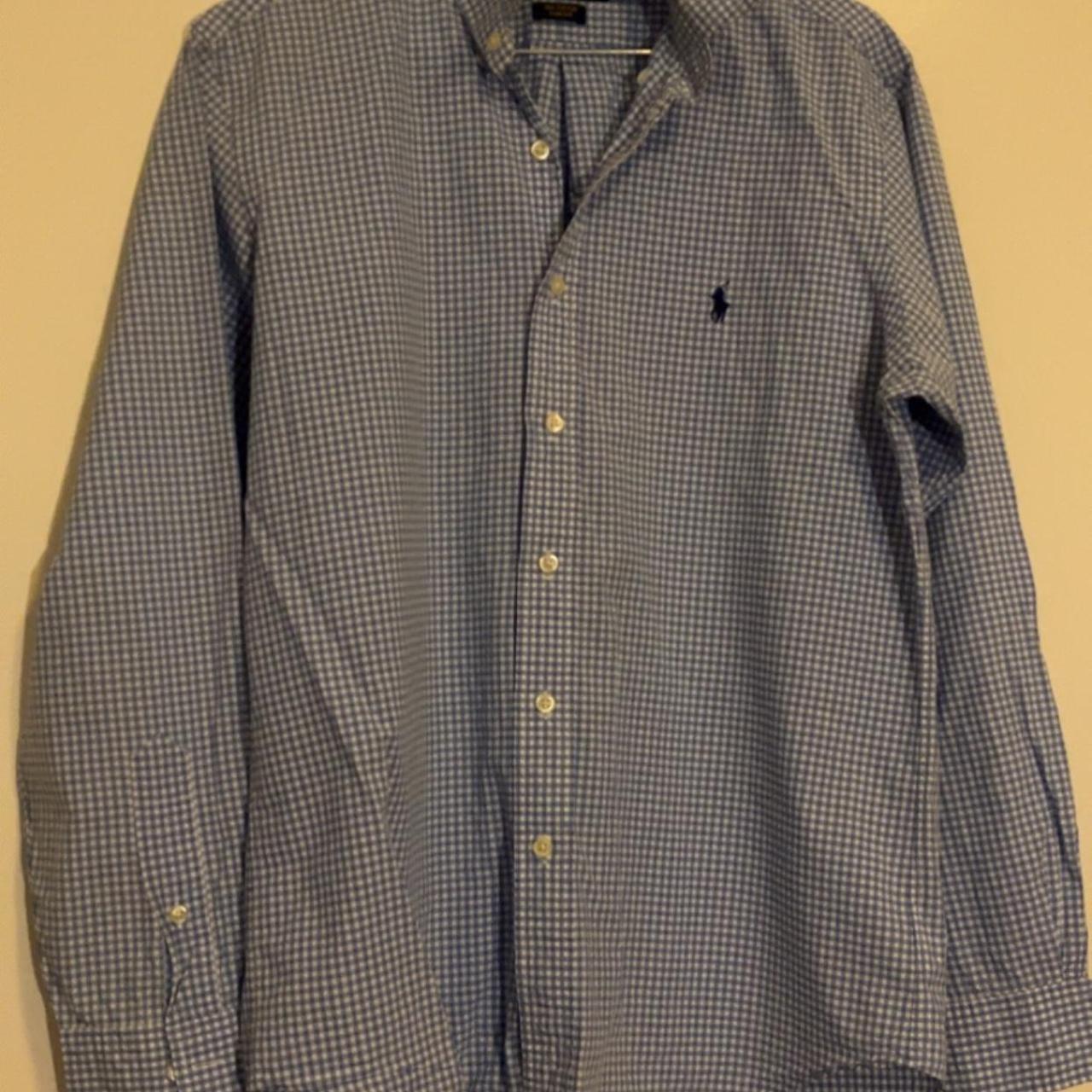 Polo Ralph Lauren Checkered Button Up Blue Size S - Depop