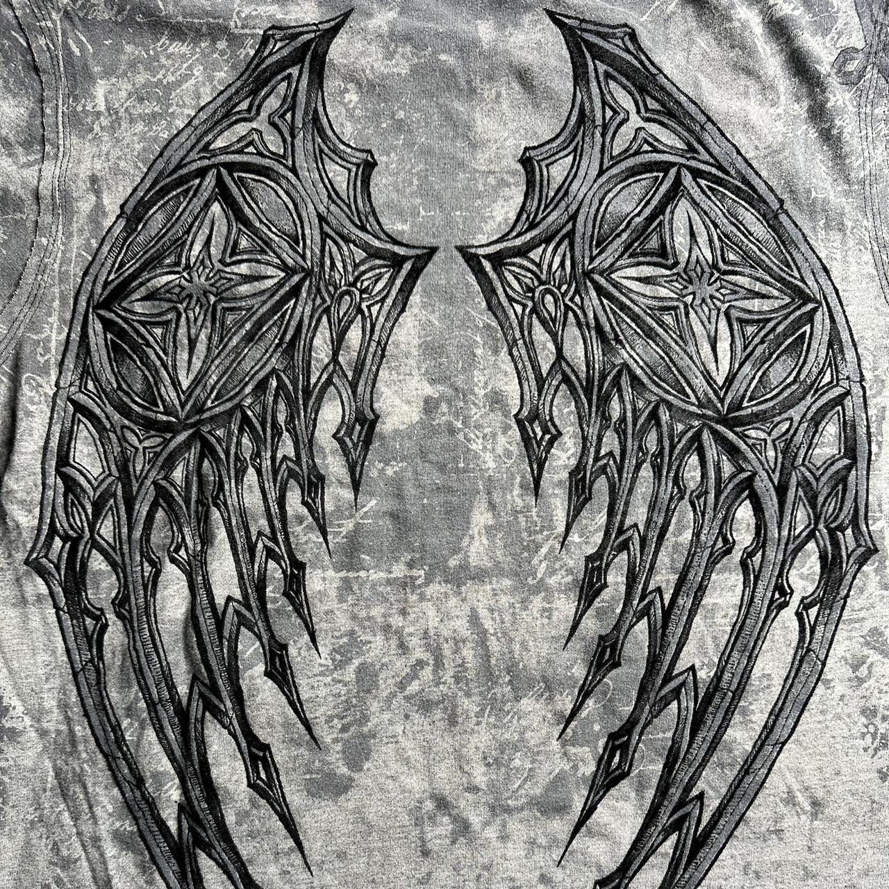 •vintage y2k affliction angel wings cross t shirt... - Depop