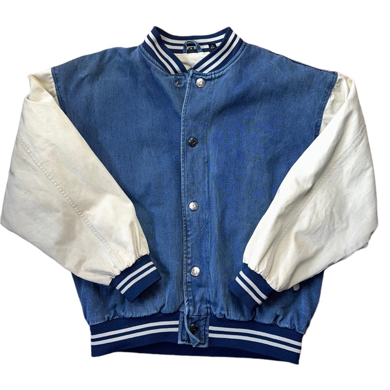 •vintage xxxtentacion style denim bomber jacket... - Depop